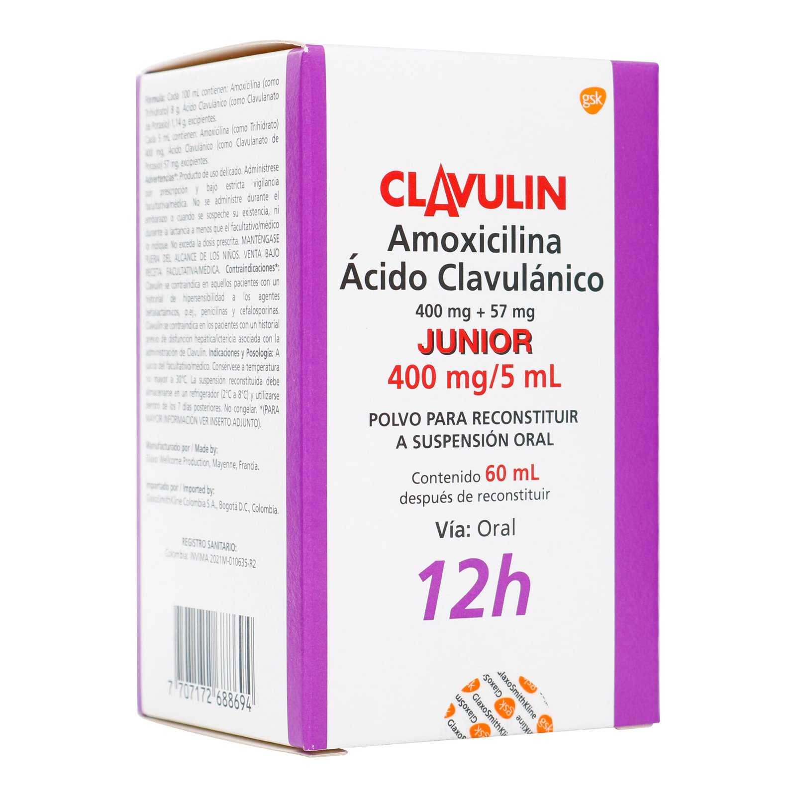CLAVULIN JUNIOR 400MG/5ML SUSP – AMOXICILINA + CLAVULANICO FCO X 60ML ...