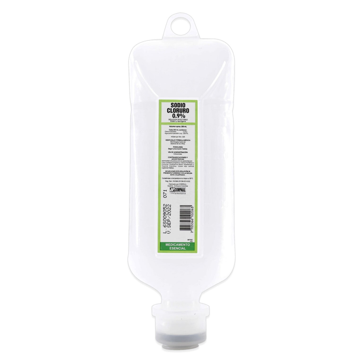 CLORURO DE SODIO 0.9% – SOLUCION INYECTABLE FCO X 250 ML – Farmajunior